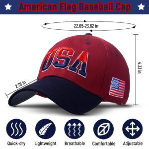 Zhanmai 4 Pieces Usa Hats for Men American Flag Baseball Cap Usa Flag Patriotic Tactical Hat Adjustable Embroidered Dad Hat for Men Women Teens