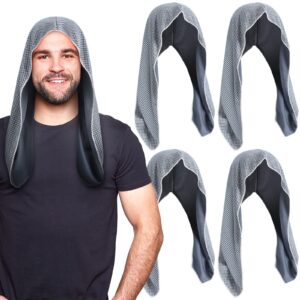 4 pack cooling hoodie towels sport hood towels for neck and face men sweat towel for head wrap cold towel women hoodie towel soft breathable chilly towel for sports yoga gym (grey)