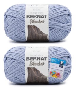 bernat yarn bernat blanket yarn - big ball (10.5 oz) - smokey blue - 2 pack bundle with bella's crafts stitch markers