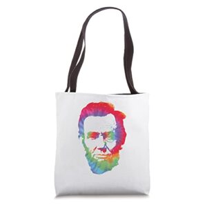 abe abraham lincoln tie dye retro president 4th of july tote bag