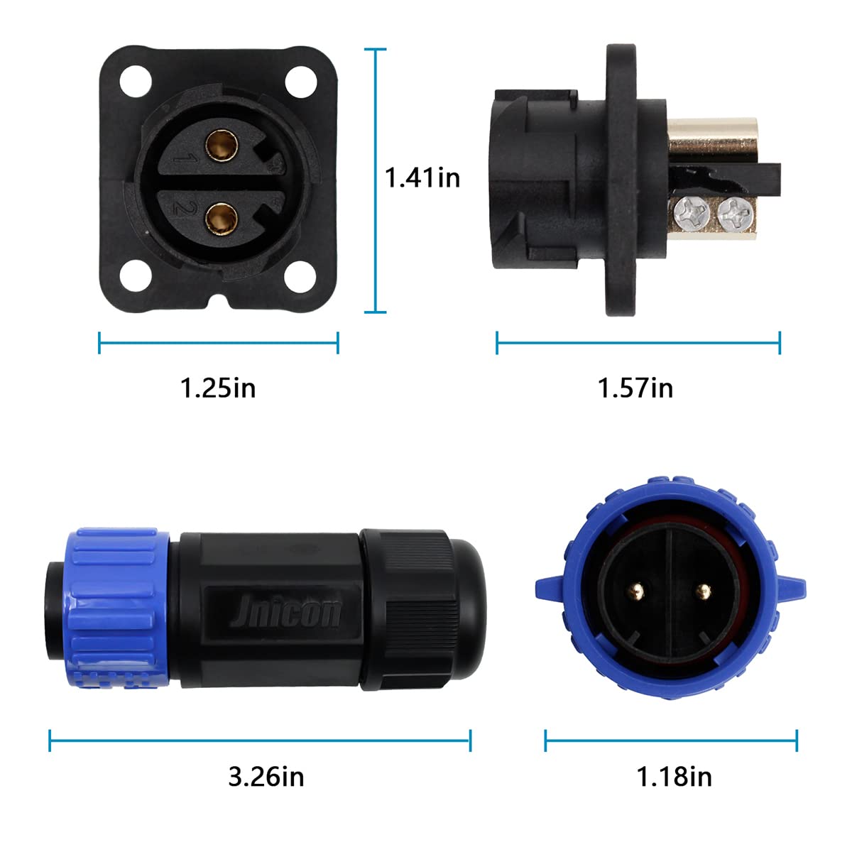 Trolling Motor Plug Receptacle Set for Marine Boat, Waterproof 12/24/36/48 Volt Trolling Motor Connector Kit for Down Rigger, Fishing Reel, DC Power, Trolling Motor Accessories