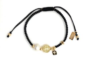 alea collection protective st benedict medal holy charms black string adjustable bracelet for women