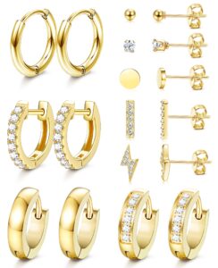 fasacco stud huggies earring sets for multiple piercing small huggie hoop earrings mini gold earrings set