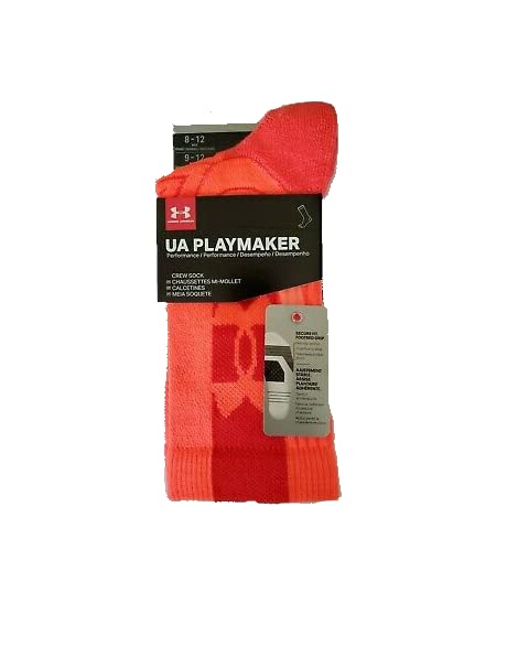 Under Armour Playmaker Men's Crew Socks, Large (8-12)- Beta Red, 1 Pair