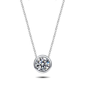 maylover 925 sterling silver round cut created diamond cube pendant neckace for women 18k white gold plated (solitaire necklace-2-clear)