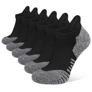 closemate mens sport ankle socks 6 pairs low cut cotton cushioned tab non-slip breathable athletic running socks (6black, size l)