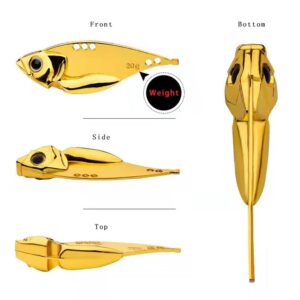 5 Pack Metal Blade Baits for Bass Fishing Lures Hard Metal VIB Fishing Spoons Crankbaits Swimbaits for Trout Walleye Crappie Saltwater Blade Bait Fishing (Gold Blade Baits_5pcs/Box)