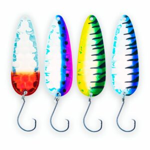 etic toronto wobbler 3", 1/2oz fishing spoons kit 100% made of brass, 4 pcs fishing lures, tackle, hooks, baits, spinning, casting, trolling for trout, salmon, pike, walleye, bass and mores