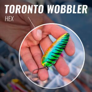 ETIC Toronto Wobbler 3", 1/2oz Fishing Spoons Kit 100% Made of Brass, 4 pcs Fishing Lures, Tackle, Hooks, Baits, Spinning, Casting, Trolling for Trout, Salmon, Pike, Walleye, Bass and Mores