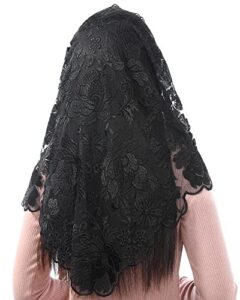 bozidol women's catholic church mass mantilla veils triangle orthodox headcovering chapel soft lace veil for funeral