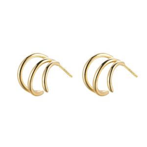 reffeer sterling silver multi hoop earrings cuff huggie for women teens wrap stud earrings (b-yellow)