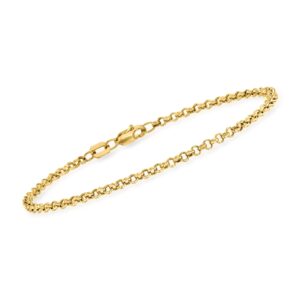 rs pure by ross-simons 14kt yellow gold rolo-link bracelet. 7 inches