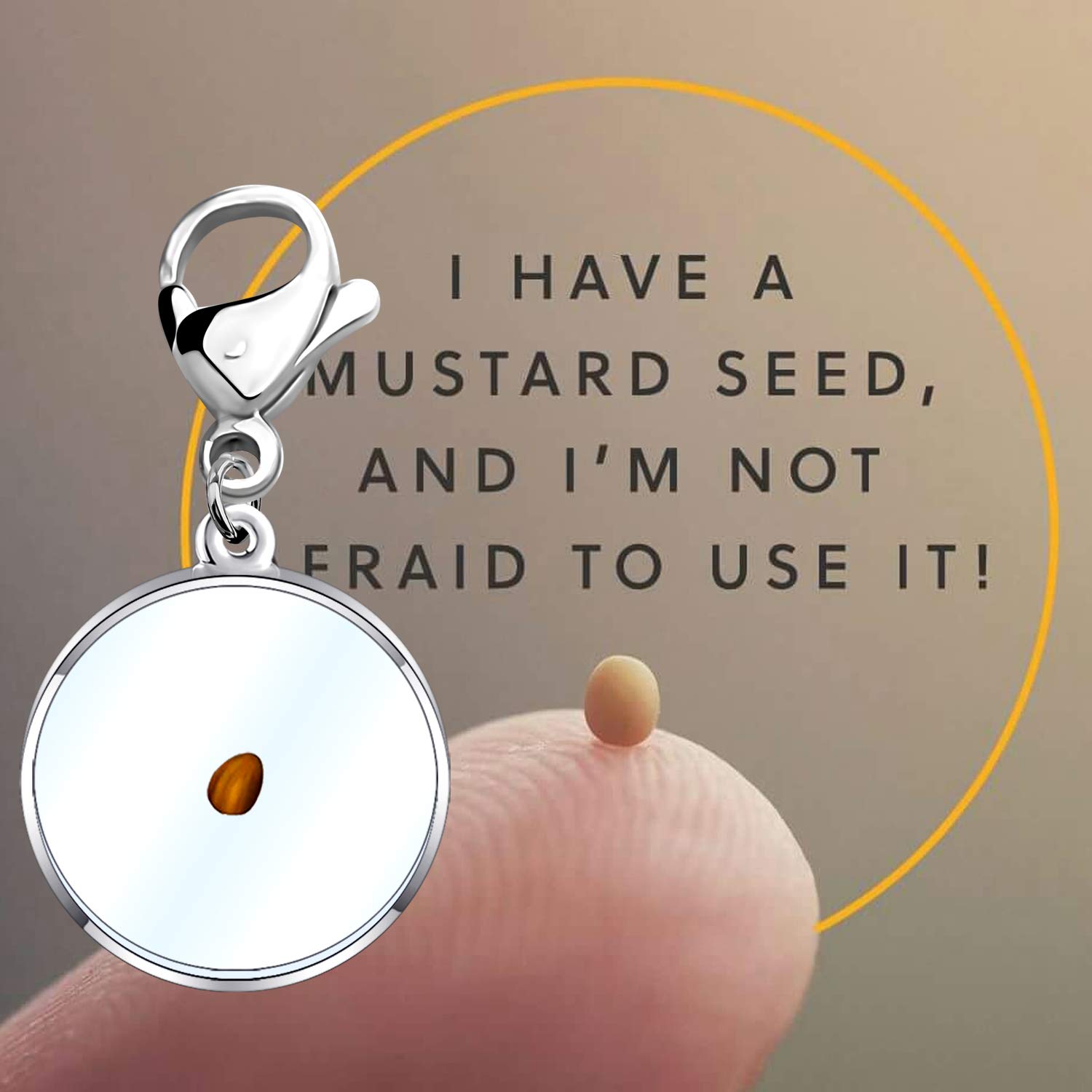 BEKECH Seed of Faith Mustard Seed Charm Zipper Pull Clip On Gift for Religious Men Women Christian Church School Sunday School Teacher Student Handbag Ornament