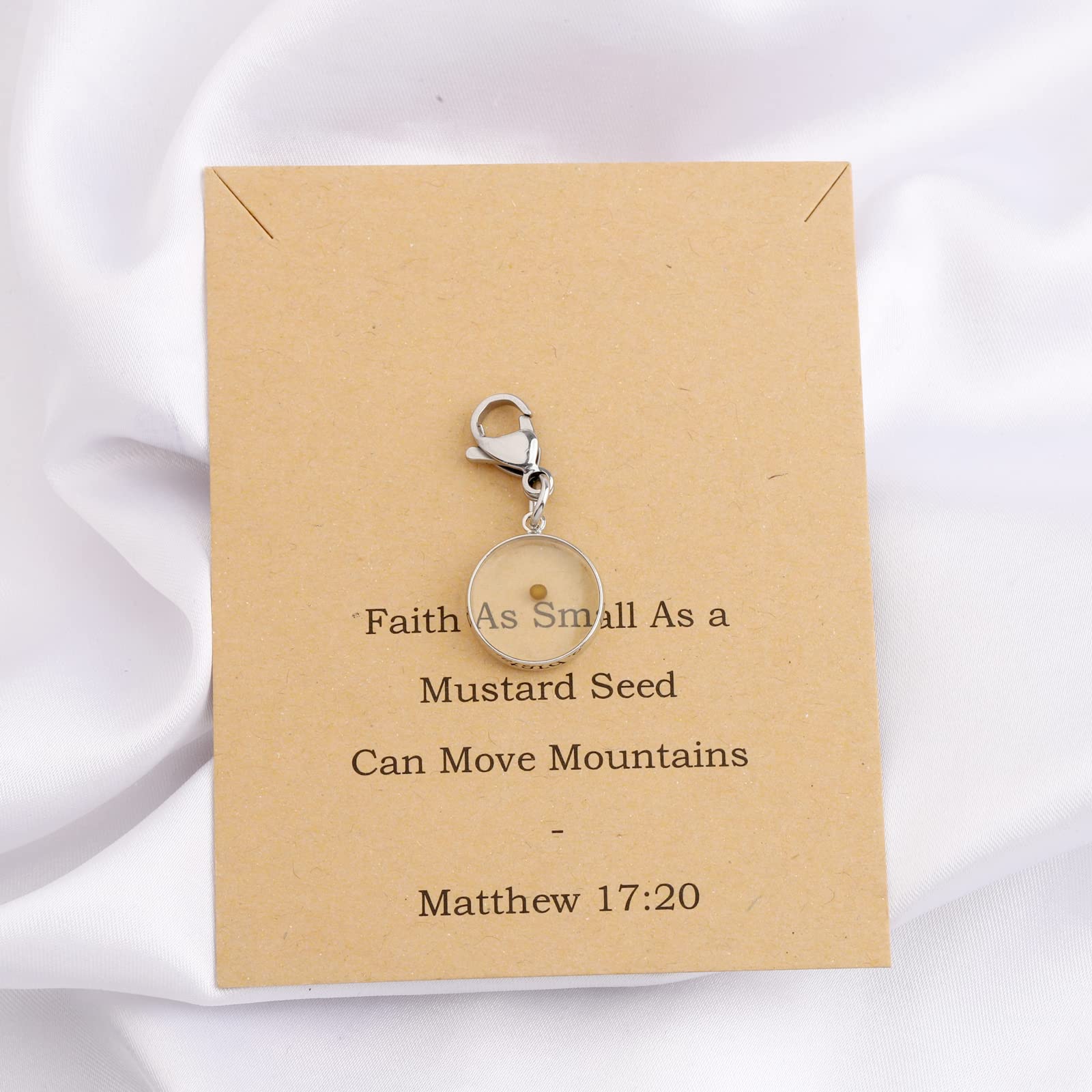 BEKECH Seed of Faith Mustard Seed Charm Zipper Pull Clip On Gift for Religious Men Women Christian Church School Sunday School Teacher Student Handbag Ornament