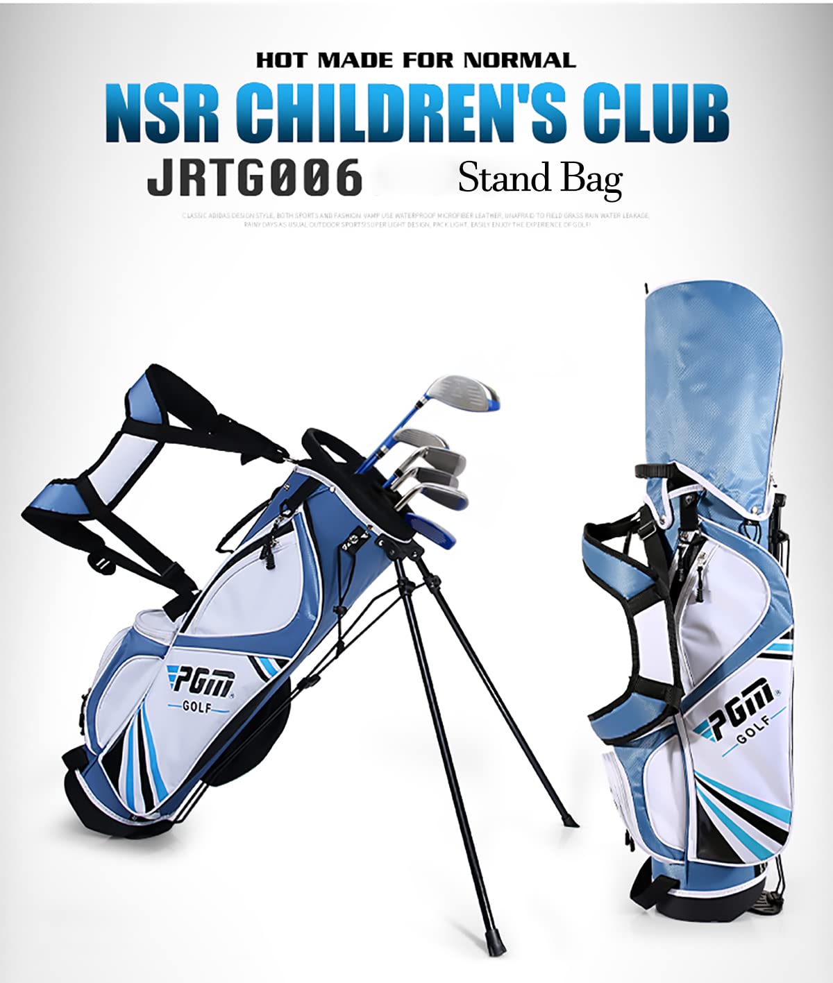 PGM Junior Golf Club Complete Set Includes Driver, Hybrid, 7, 9, Wedge Irons, Putter, Stand Bag Right Handed for Children Kids 6-8, 6 Pieces Youth Golf Clubs with 2 Headcovers for Boys & Girls