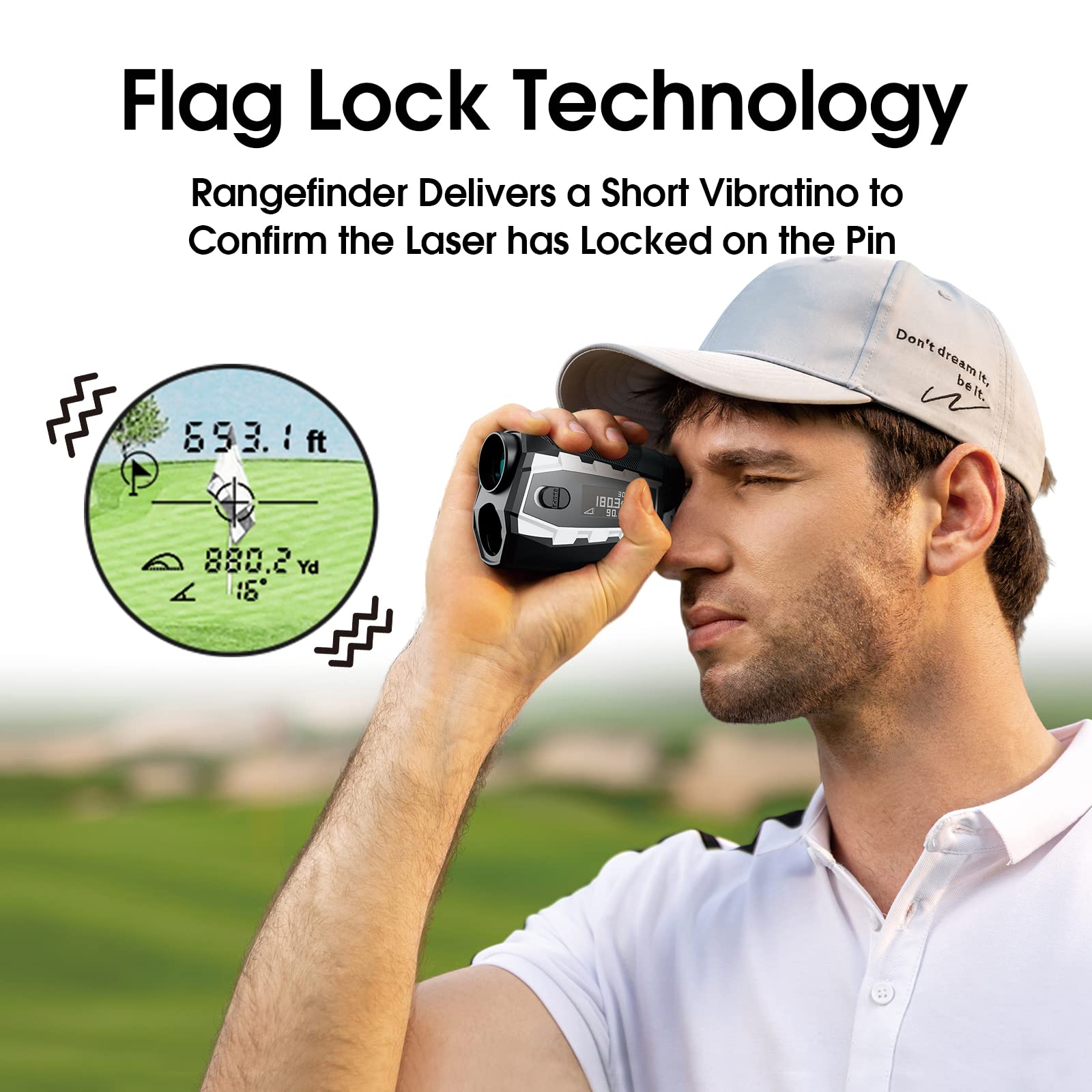 ACPOTEL Range Finder with Magnetic Golf Rangefinder Slope Switch with Yard/M Range Finder Golf with Scanning, Golf Rangefinder Fast Flag-Lock with Vibration, Type-C Charging (Magnetic+)