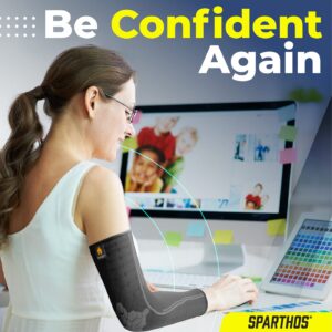 Sparthos Arm Compression Sleeves [Midnight Black - X-Small] x Tennis Elbow Brace [Pack of 2]