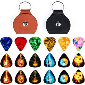 guitar picks - celluloid guitar picks 22 pcs with 2 pcs guitar pick holder for acoustic electric bass guitars ukulele