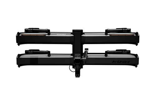 KUAT 2" Piston Pro X LED Dual Ratchet Hitch Rack - Secure Rugged Kashima-Coated Portable Foldable Easy-to-Use No Frame Contact 2-Bike Hauling Platform with 53" Max Wheelbase & 5" Max Tire Width