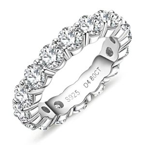 yeesoth moissanite eternity ring, 5cttw d color vvs1 lab created diamond 18k white gold plated silver engagement wedding bands for women (7.5)