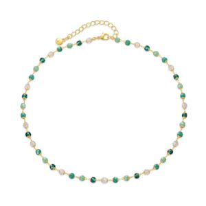 mrsxia choker necklace for women gold green opal beads crystal 18k gold filled dainty handmade chain simple jewelry