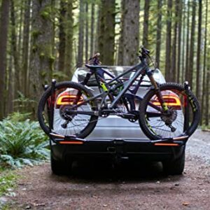 KUAT 2" Piston Pro X LED Dual Ratchet Hitch Rack - Secure Rugged Kashima-Coated Portable Foldable Easy-to-Use No Frame Contact 2-Bike Hauling Platform with 53" Max Wheelbase & 5" Max Tire Width