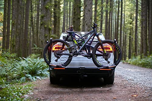 KUAT 2" Piston Pro X LED Dual Ratchet Hitch Rack - Secure Rugged Kashima-Coated Portable Foldable Easy-to-Use No Frame Contact 2-Bike Hauling Platform with 53" Max Wheelbase & 5" Max Tire Width