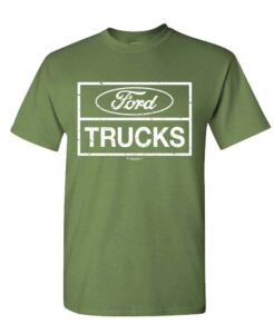 ford trucks distressed logo - unisex t-shirt (large, military)