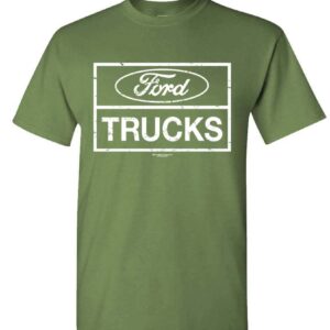 Ford Trucks Distressed Logo - Unisex T-Shirt (Large, Military)