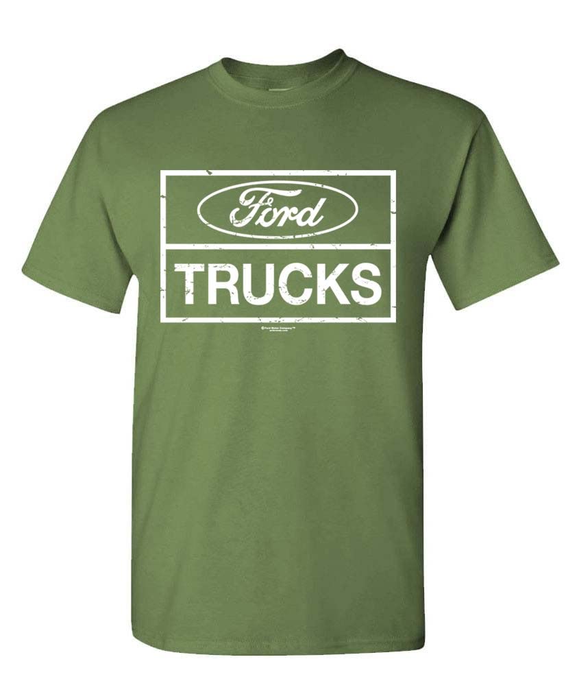 Ford Trucks Distressed Logo - Unisex T-Shirt (Large, Military)