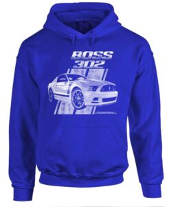 ford mustang boss 302 car classic racing - fleece pullover hoodie (small, royal)