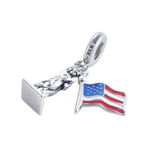 NanMuc Vacation Travel American Flag New York City Statue of Liberty Charm Bead fit Pandora Bracelets for Women Holiday