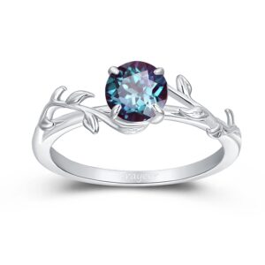 frayerr gift for her,art deco leaf shaped alexandrite ring,brilliant 1.00 carat created alexandrite ring,color changing birthstone ring,vintage vines style ring (8)