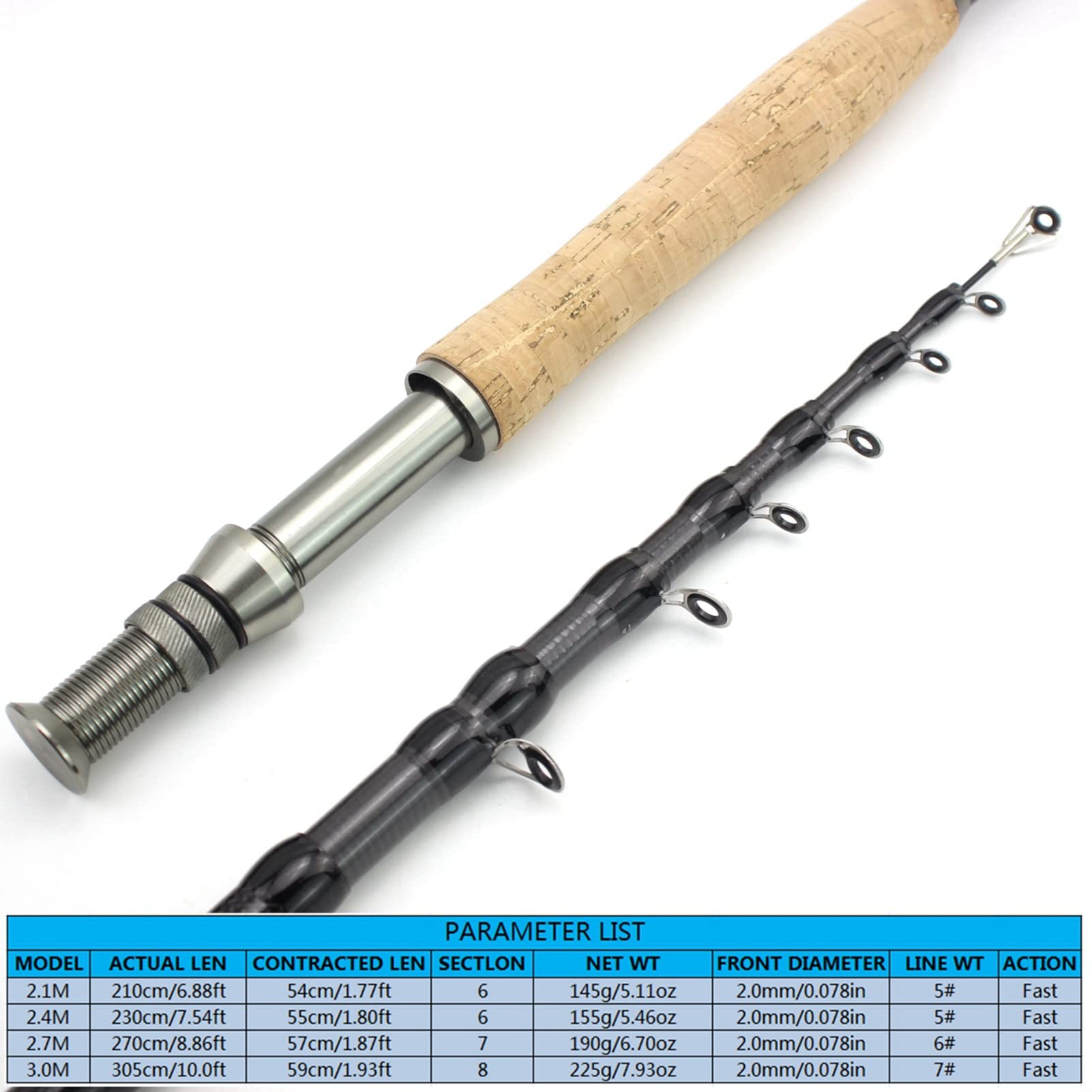 KANGL European and American Popular Portable Shrinkage Fly Carbon Carbon Wooden Handle Fishing Rod Road subrupted Dog Fish (Size : 3.0)