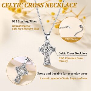 Suplight Celtic Cross Necklace for Women 925 Stelring Silver Cross Necklaces