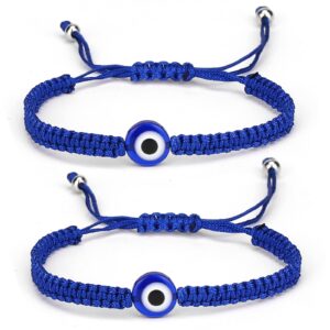 colorful bling set evil eye handmade knots beaded beads protection good luck thread string rope adjustable bracelets bangle amulet turkish for women men family friends handmade braided-2 blue