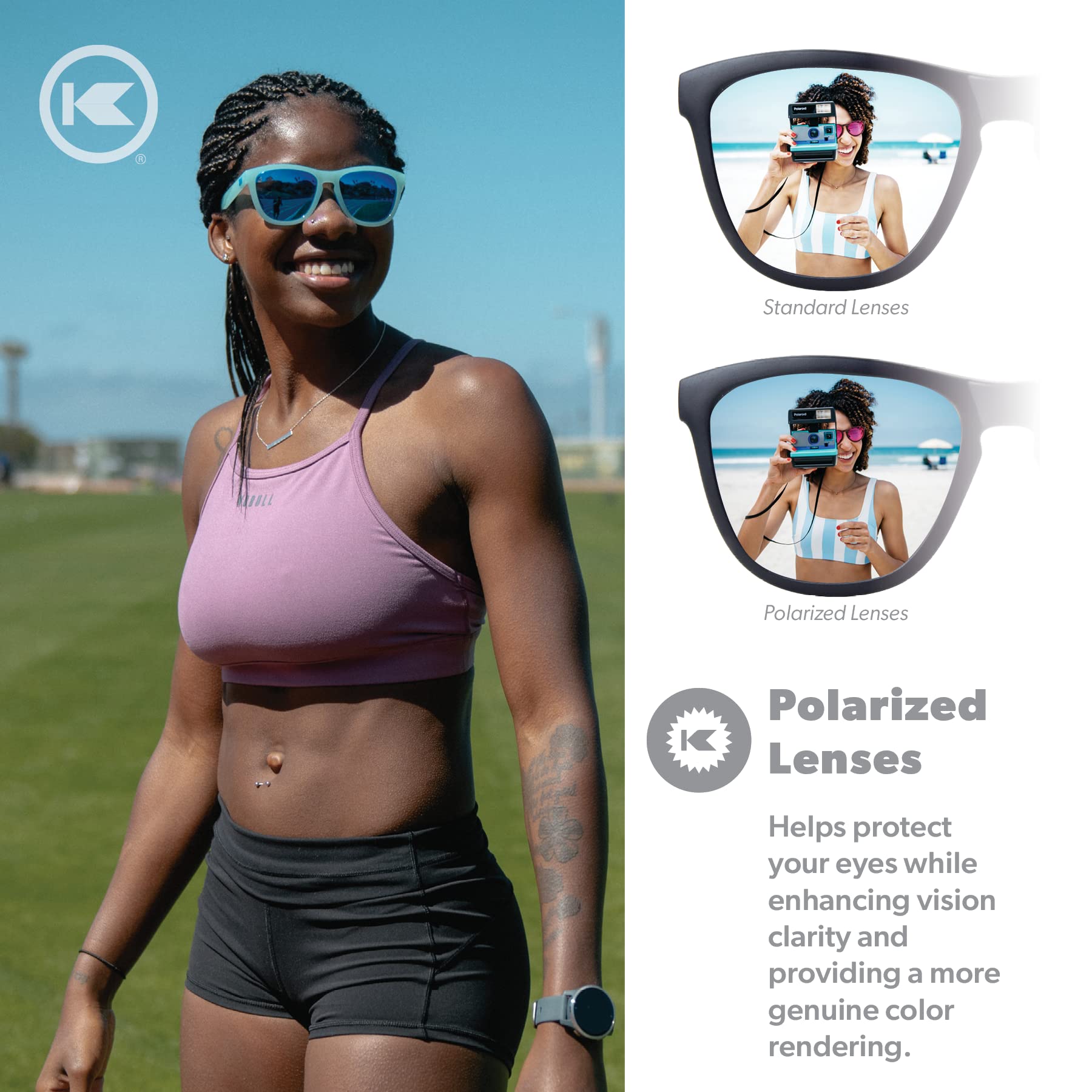 Knockaround Premiums Sport - Polarized Running Sunglasses for Women & Men - Impact Resistant Lenses & Full UV400 Protection, Icy Blue/Moonshine