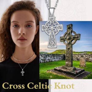 Suplight Celtic Cross Necklace for Women 925 Stelring Silver Cross Necklaces