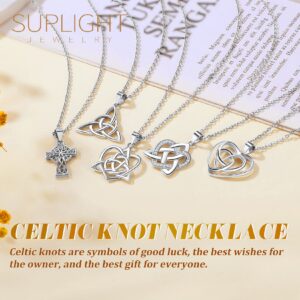 Suplight Celtic Cross Necklace for Women 925 Stelring Silver Cross Necklaces