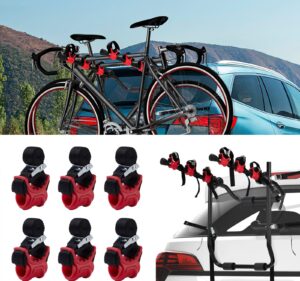 asendiway 6pcs/set bike rack hitch mount bicycle car bike rack strap replacement cradles cargo carrier spare hooks with rubber straps 1-1/4"&2" bike rack partstruck hitch red&black tie-down straps