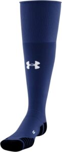 under armour adult soccer over-the-calf socks, 1-pair, midnight navy/graphite/white, large