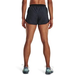 Under Armour Womens Fly by 2.0 Printed Running Shorts, (019) Black/Black/Rebel Pink, X-Large