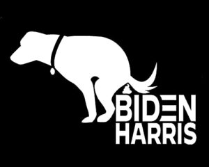 ac designs dog poop on biden harris dye cut decal calvin vinyl sticker auto car truck wall laptop 6'' wide - white color