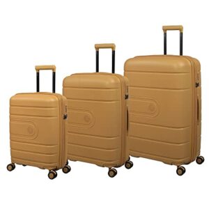 it luggage eco tough 3 piece hardside 8 wheel expandable spinner, honey gold, 3 pc set