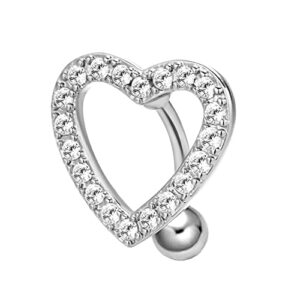 harlermoon heart belly button rings cz crystal belly button rings 14g surgical steel piercing jewelry (heart silver)