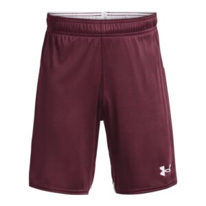 under armour boys' maquina 3.0 shorts, (609) maroon / / white, youth medium