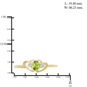 JEWELEXCESS 0.18 CTW Peridot & Accent White Diamonds Ring in 14K Gold Over Silver