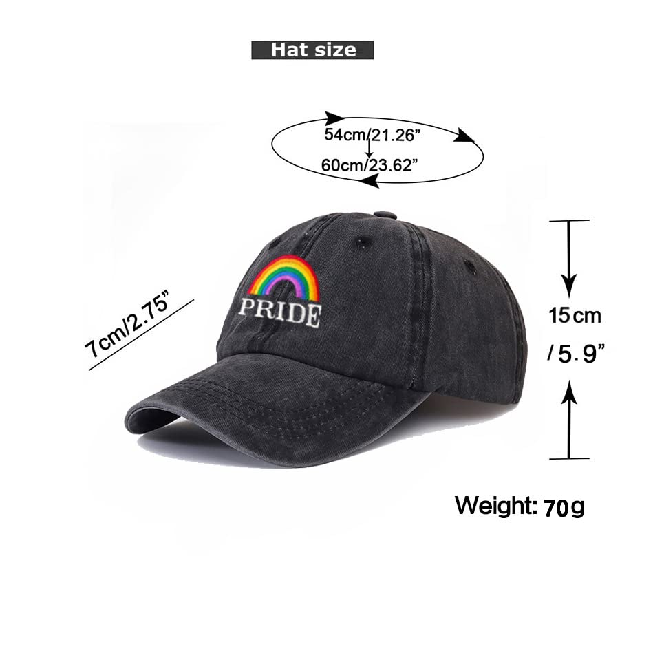 LGBT Embroidered Baseball Hat Pride Rainbow Denim Hats Pride Baseball Hats LGBT Embroidery Hat for Men Women Black