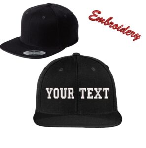 sport-tek® flat bill snapback cap stc19 / custom hats/embroidery hats/monogram hats/custom snapback/custom embroidery (black)