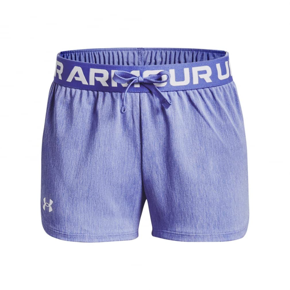 Under Armour Girls' Play Up Twist Shorts, (495) Baja Blue Light Heather/Baja Blue/White, Youth Medium